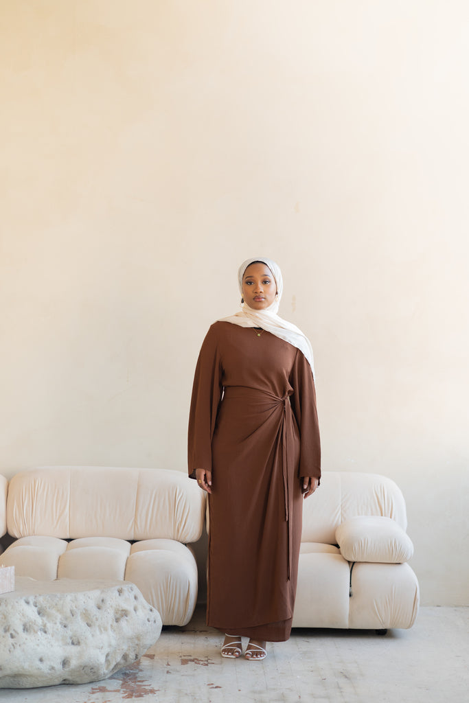 Brown Wrap Waist Linen Dress – ShopFatimaDiallo